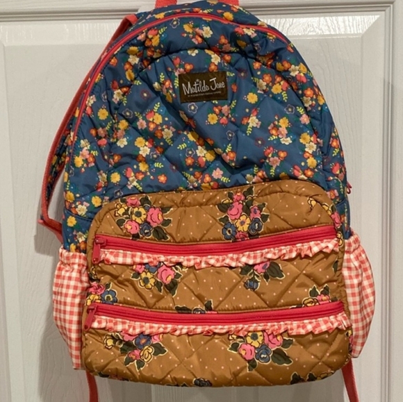 Matilda Jane | Bags | Matilda Jane Kids Backpack Floral Blue And Tan ...